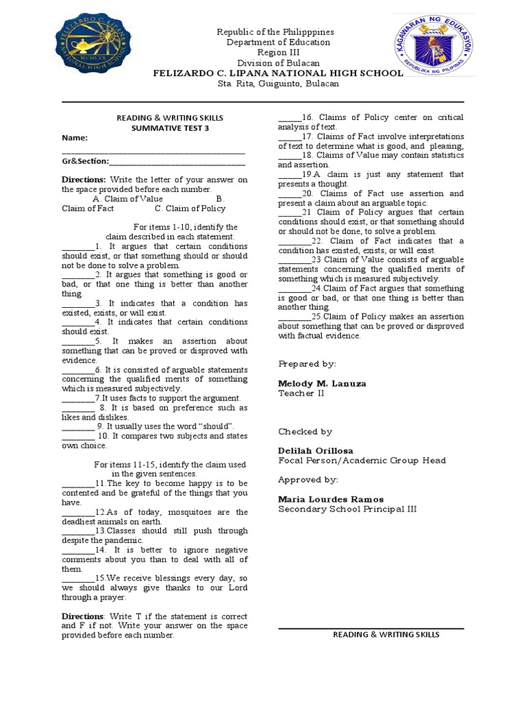 Felizardo C. Lipana National High School | PDF | Intertextuality