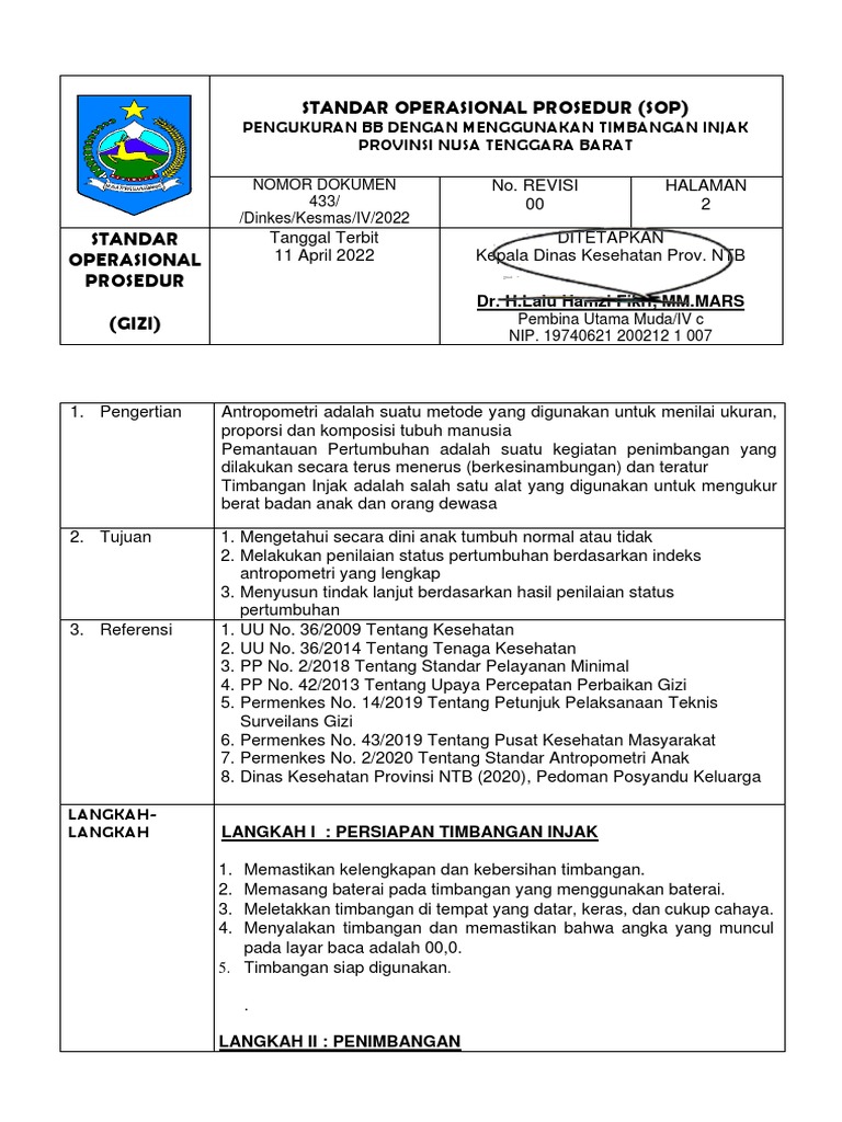 SOP Penimbangan BB DNG Timbangan Injak | PDF