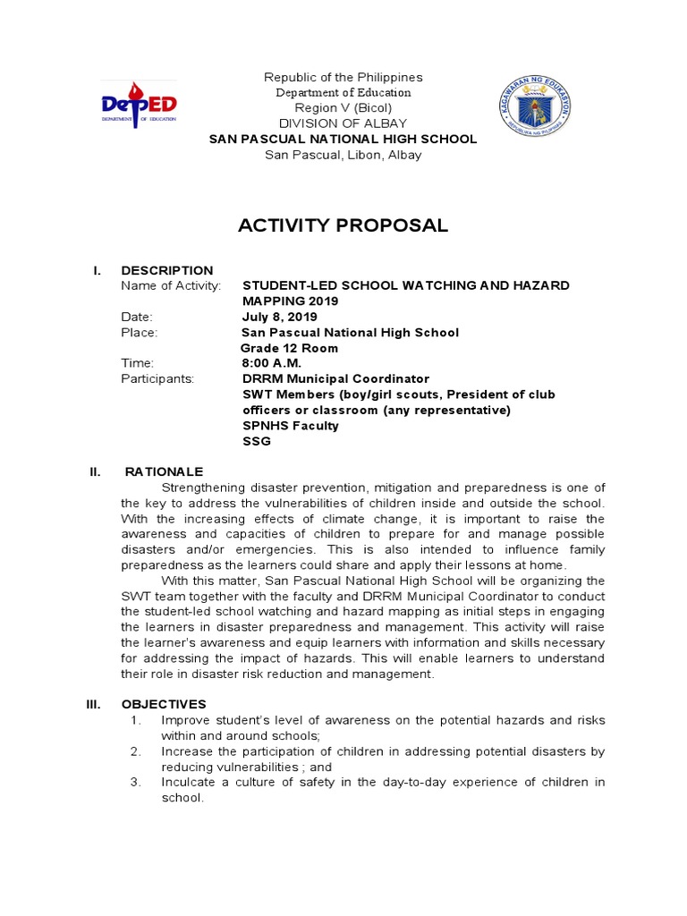 DRRM Activity Proposal | PDF | Emergency Management | Risk