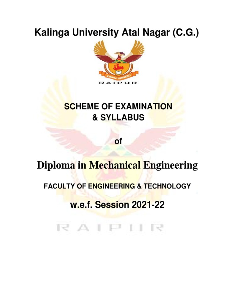 Diploma in Mechanical Engineering Syllabus | PDF | Complex Number | Force