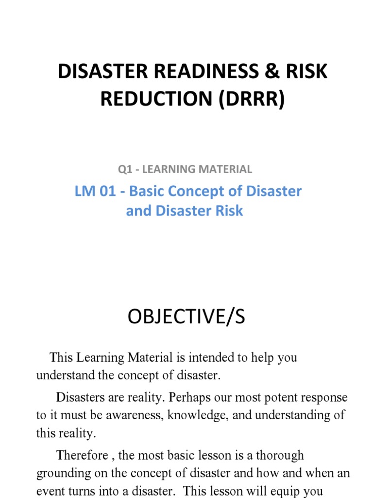 Disaster Readiness & Risk Reduction (DRRR) : LM 01 - Basic Concept of ...