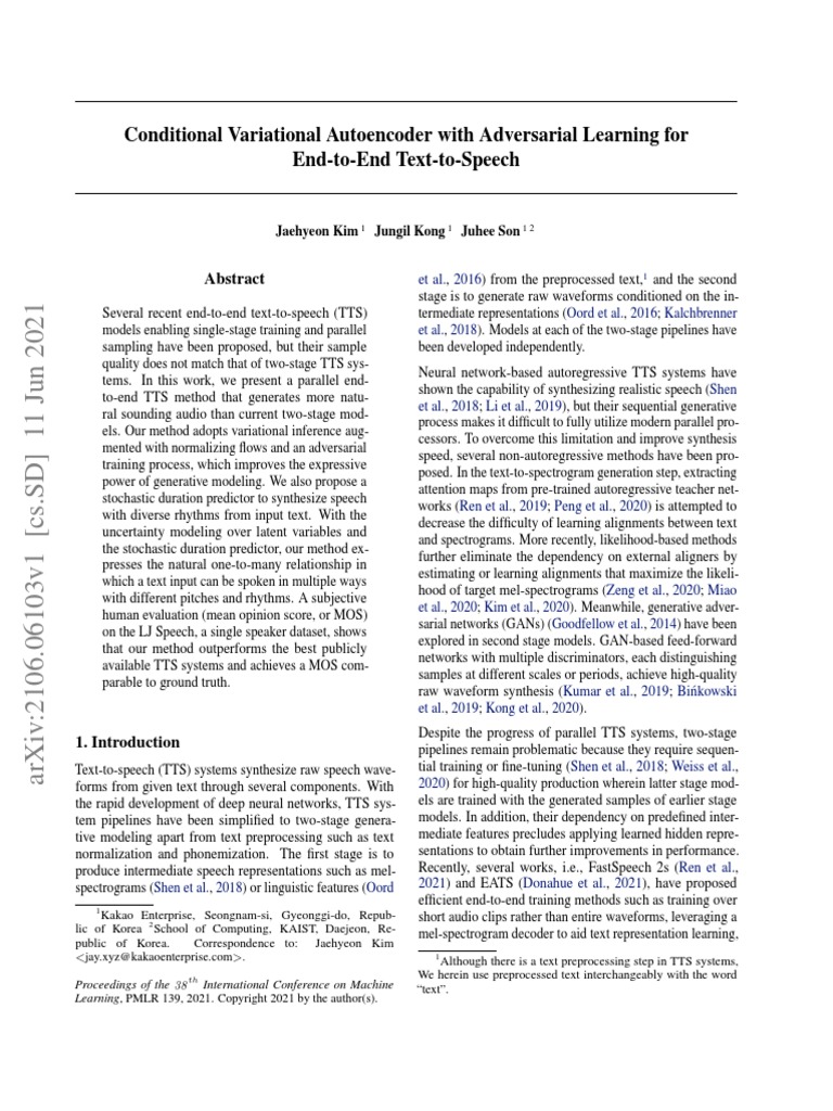 Conditional Variational Autoencoder With Adversarial Learning For End 1475