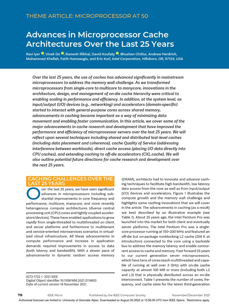 Advances in Microprocessor Cache Architectures Over The Last 25 Years ...
