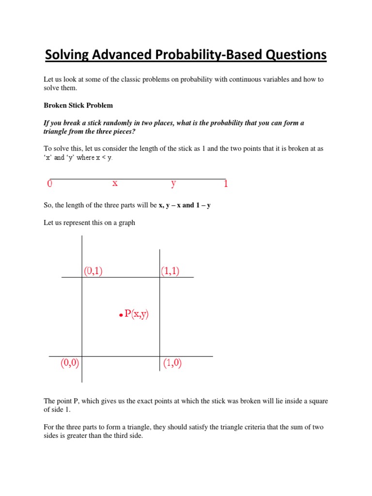 Solving Advanced Probability-Based Questions: Broken Stick Problem | PDF | Triangle | Area
