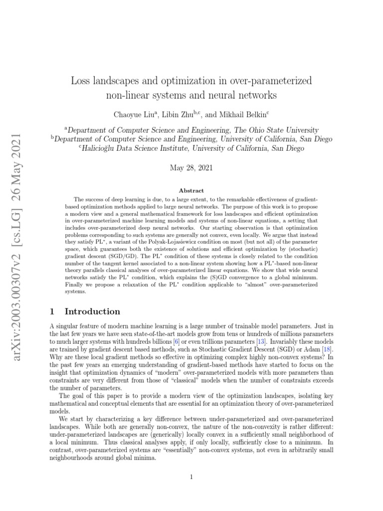 Loss Landscapes and Optimization in Over-Parameterized Non-Linear ... Loss Landscapes and Optimization in Over-Parameterized Non-Linear ...