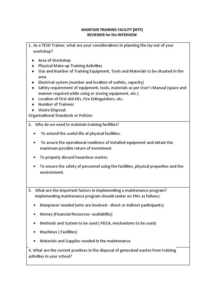 REVIEWER For MTF INTERVIEW and WRITTEN EXAM | PDF | Waste Management | Waste