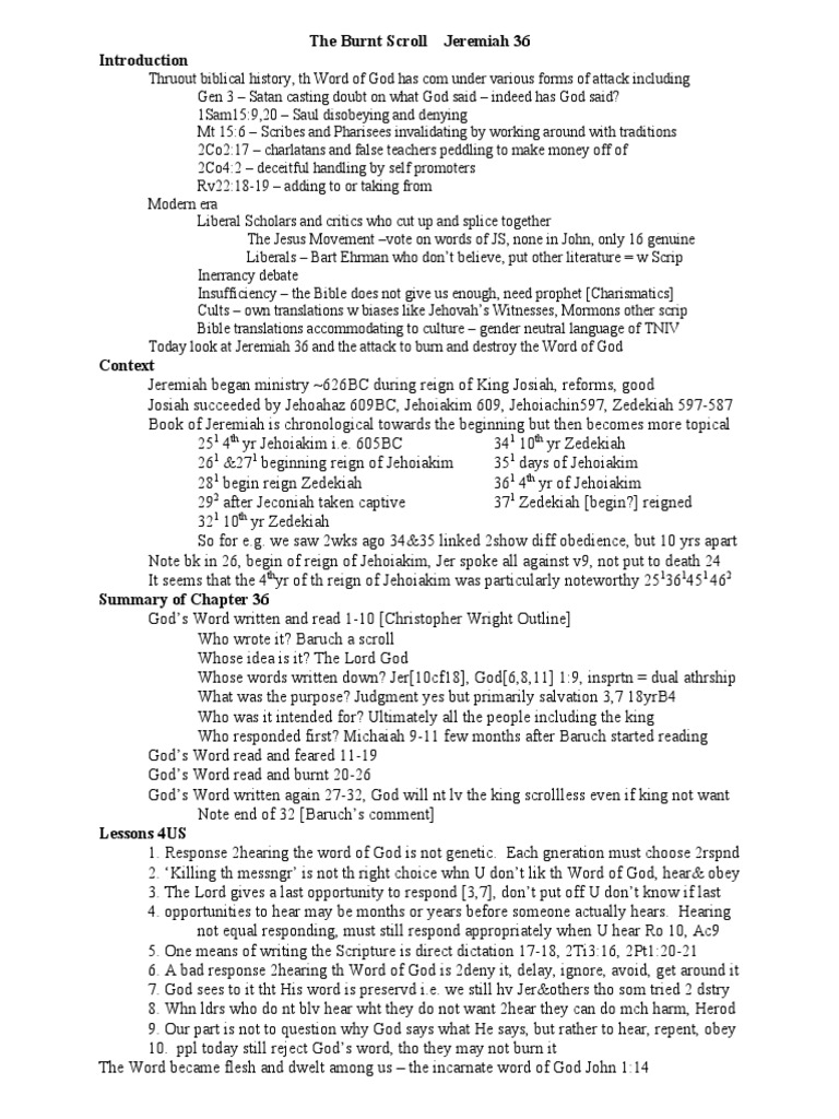 The Burnt Scroll Jeremiah 36: 1 TH 1 TH 1 1 1 1 1 TH 2 1 1 TH | PDF ...