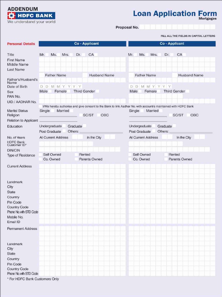 Mortgage - App - Form HDFC Bank Co Applicant | PDF