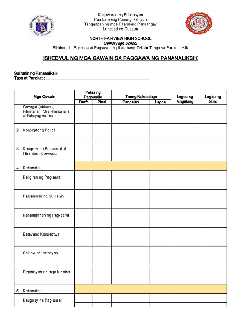 Form para Sa Pananaliksik | PDF