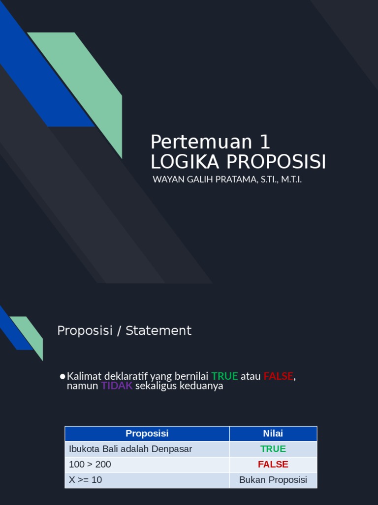 1 Logika Proposisi | PDF