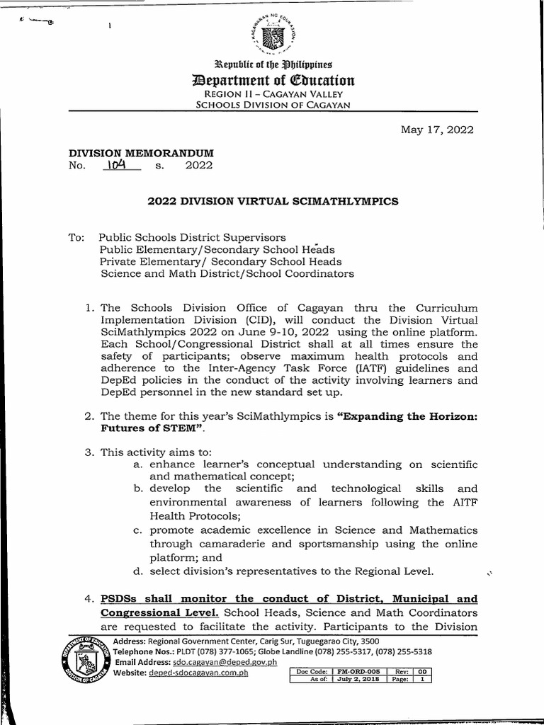 DVM No. 104 S. 2022 Scimathlympics 2022 | PDF