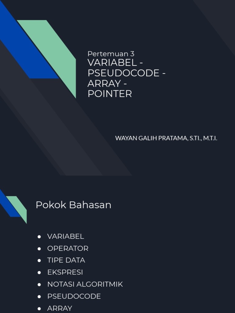 3 - Notasi Algoritmik, Variabel, Tipe Data, Pseudocode | PDF