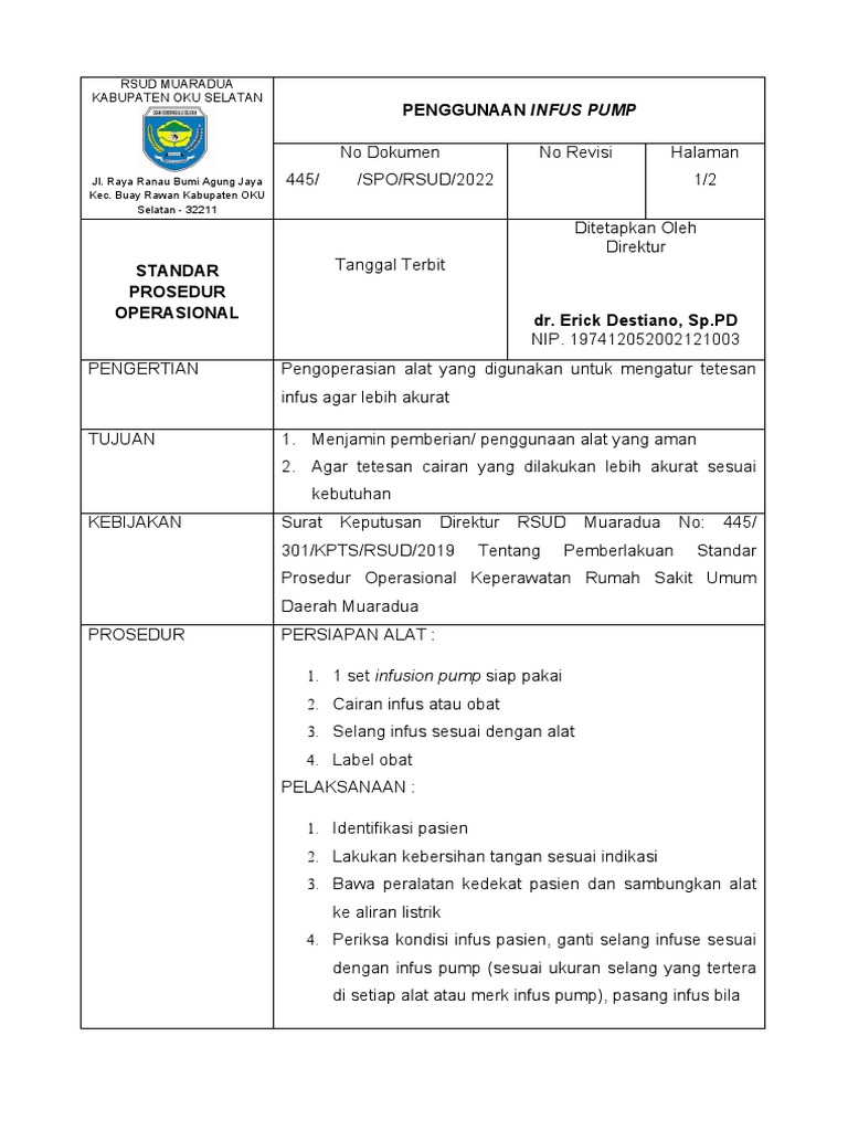 SOP Infus Pump | PDF