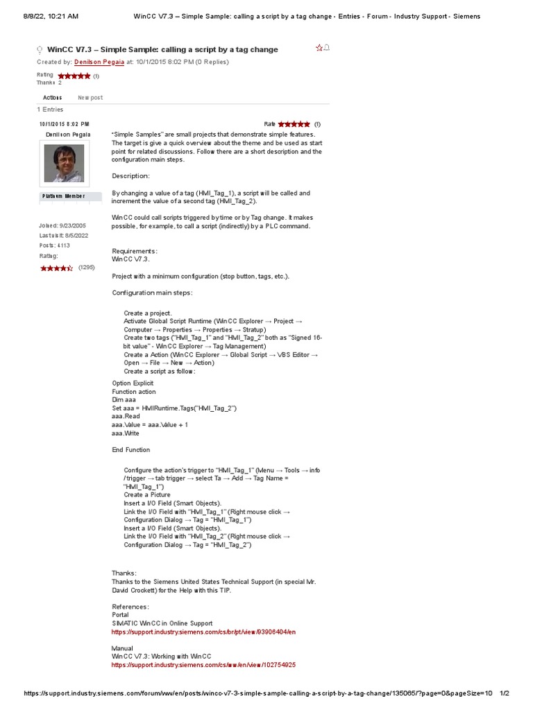 Wincc V7.3 - Simple Sample: Calling A Script by A Tag Change | Download Free PDF | Zip (File ...