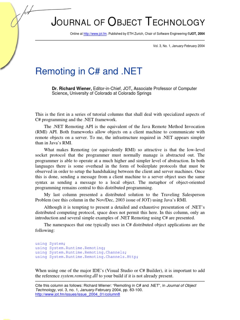 Remoting | PDF | C Sharp (Programming Language) | Object (Computer Science)