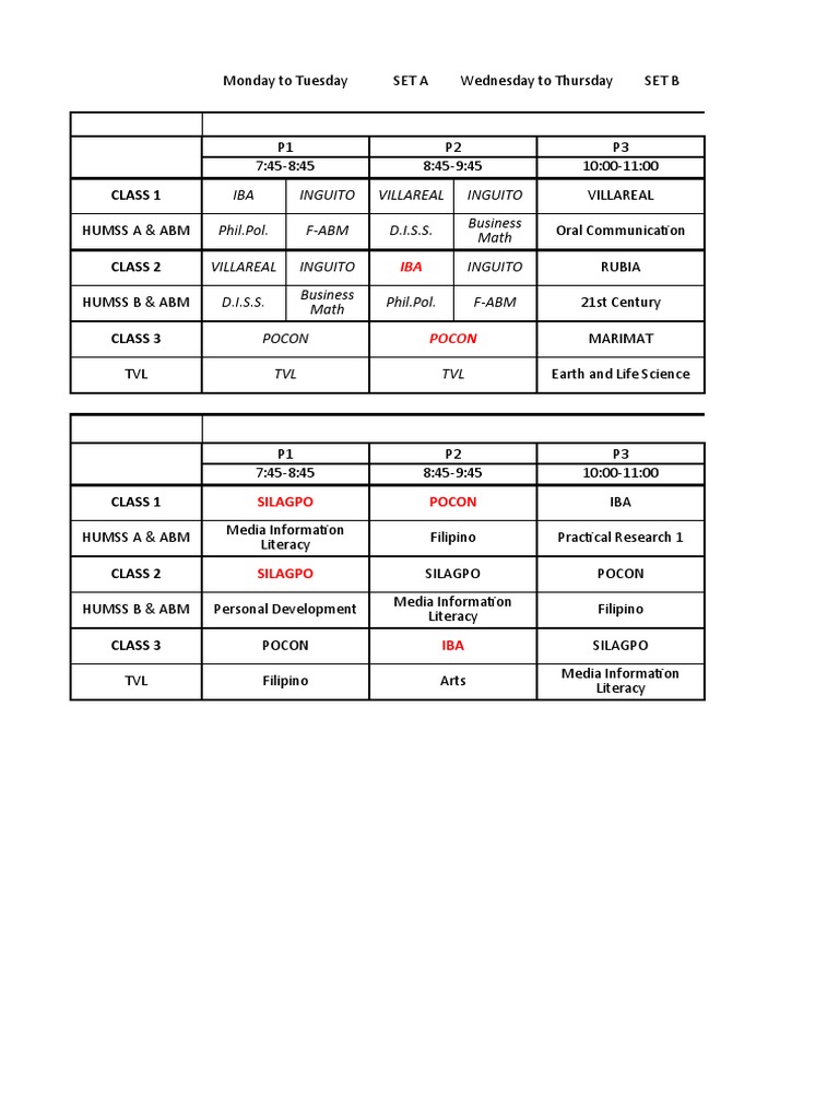 SHS Classroom Program SY 2022-2023 1st Sem | PDF