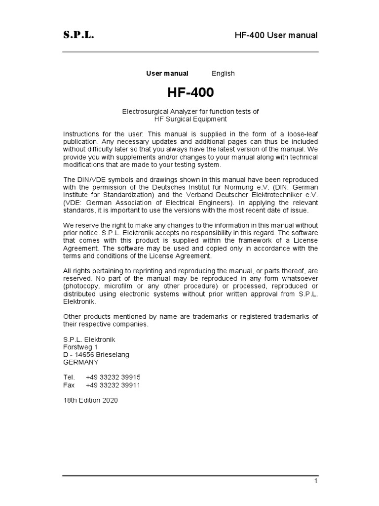 HF-400 User Manual | PDF | Resistor | Calibration