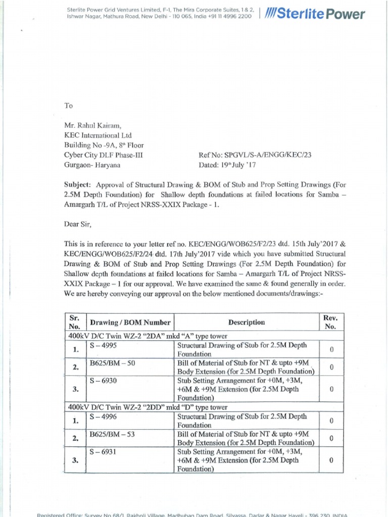Approval Letter - Stub and Prop | PDF