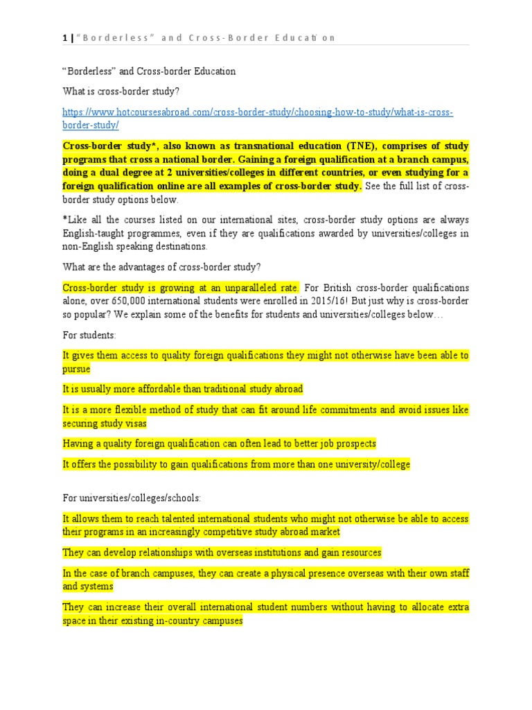 Border-Study/: "Borderless" and Cross-Border Education | PDF | International Student ...