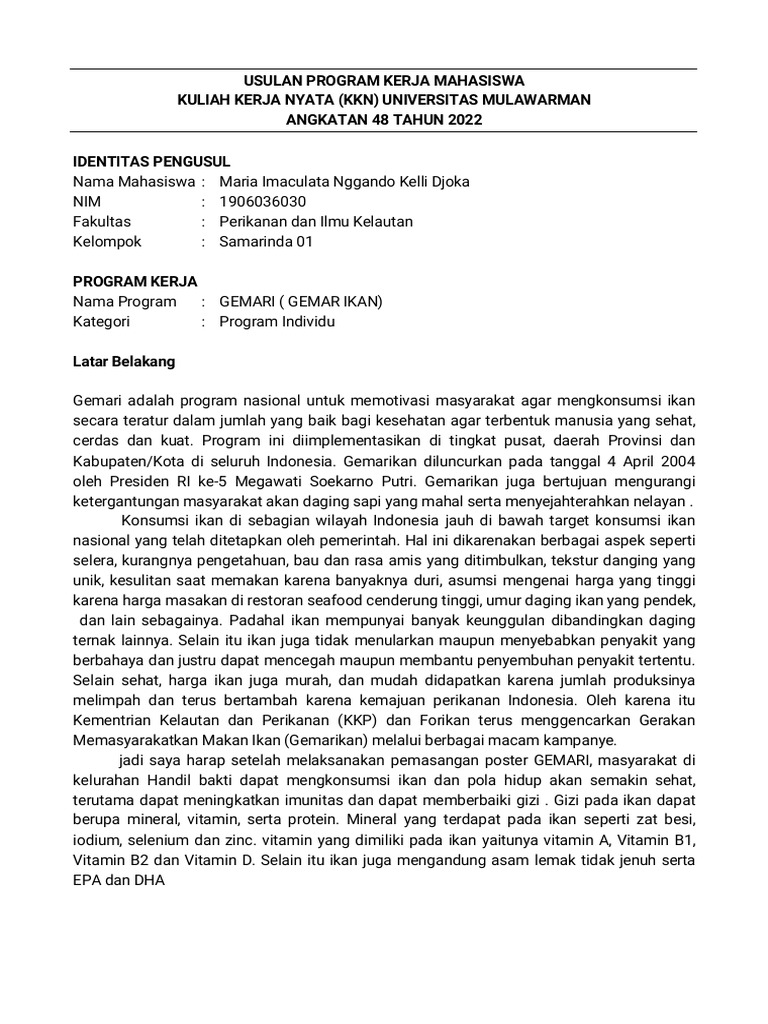 Usulan Proker Mahasiswa | PDF