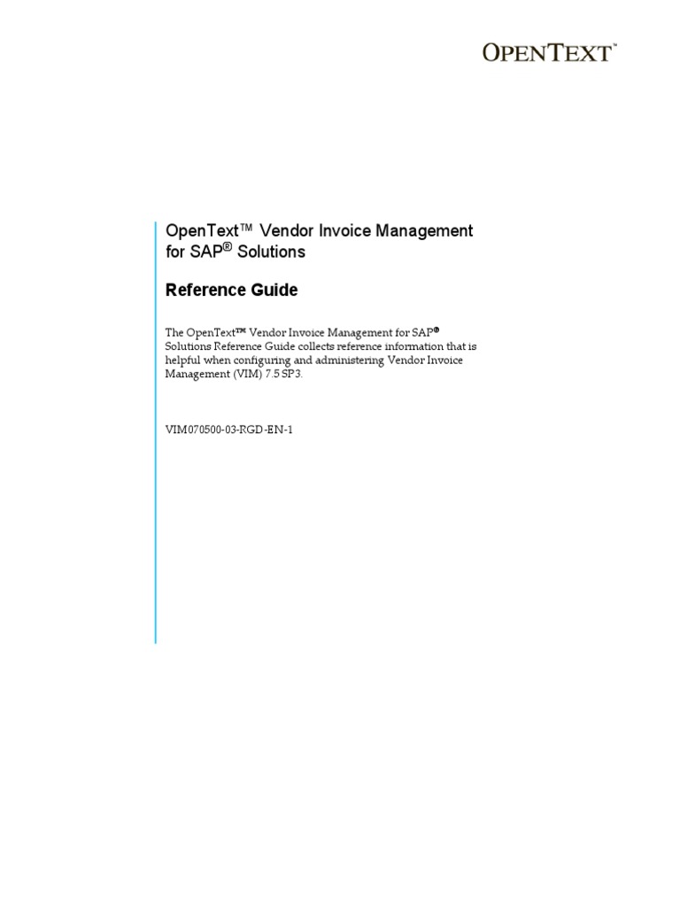 OpenText VIM For SAP Reference Guide | PDF | Customer Relationship ... OpenText VIM For SAP Reference Guide | PDF | Customer Relationship ...