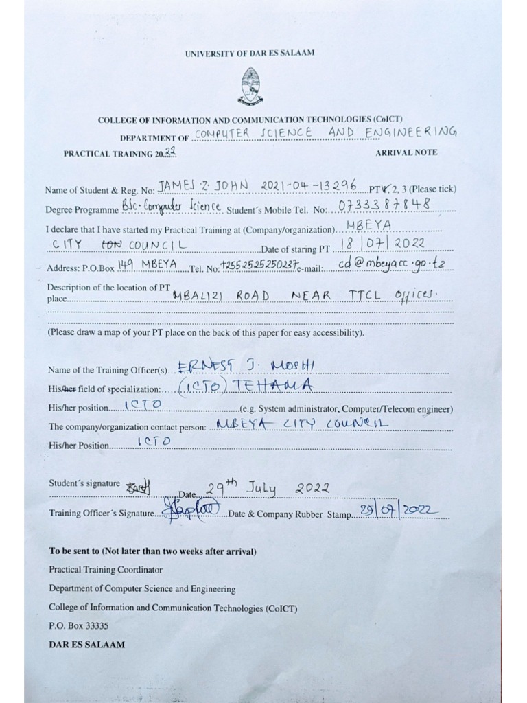 PT - Application 1893 Arrival - Note | PDF