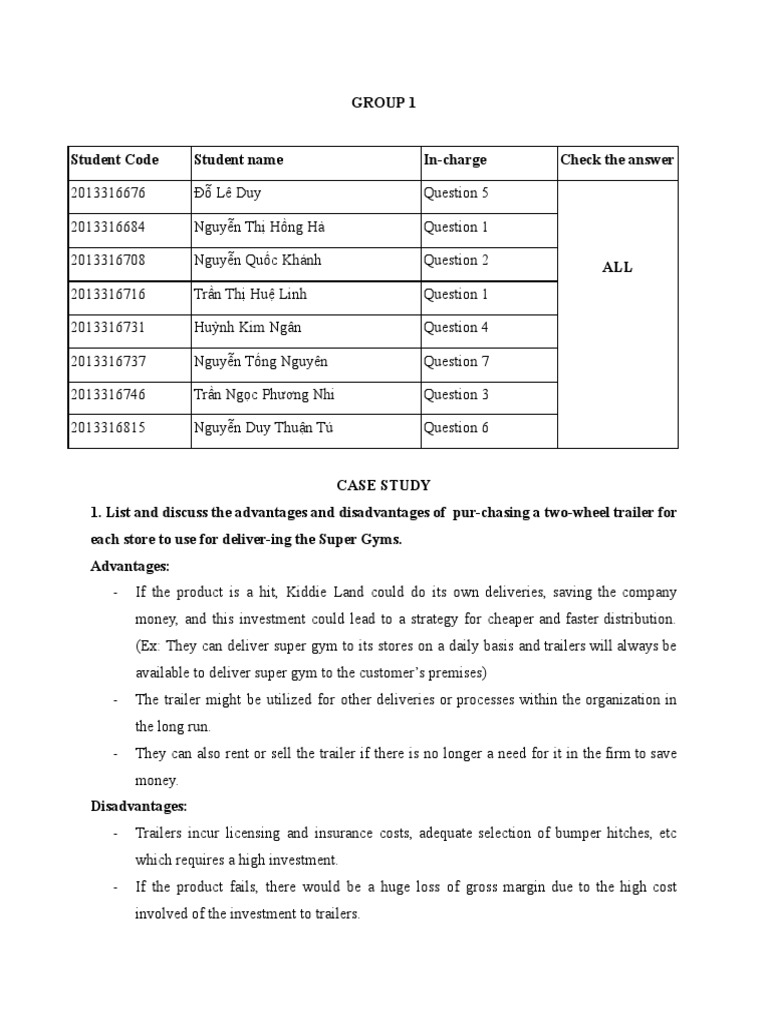 (Case Study - Answer) Group 1 | PDF | Business | Economies