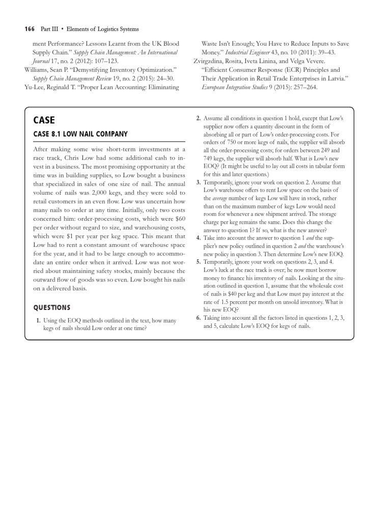 Logistics-Case 3 Inventory | PDF | Inventory | Warehouse