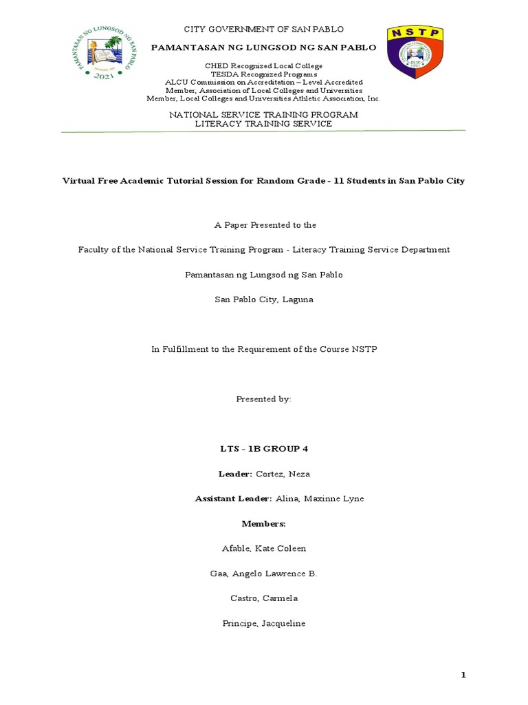 Group 4 Final Documentation NSTP | PDF | Learning | Literacy