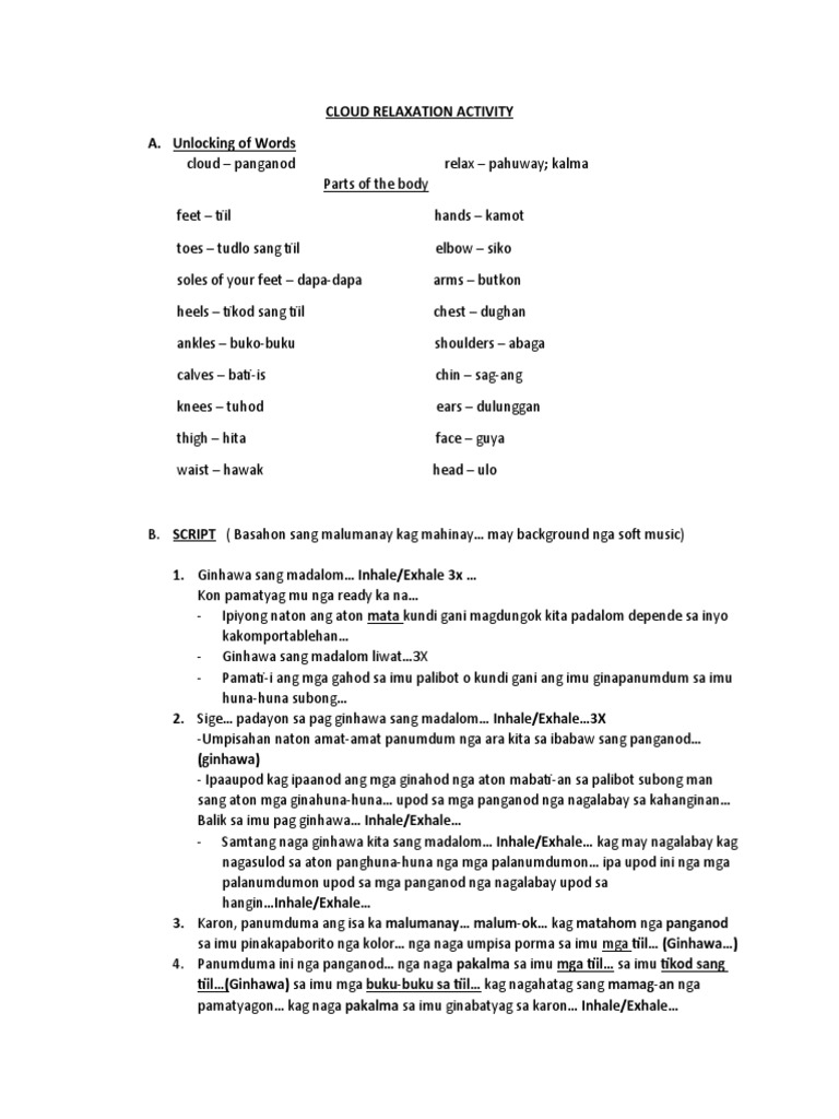 Script Cloud Relaxation Activity | PDF