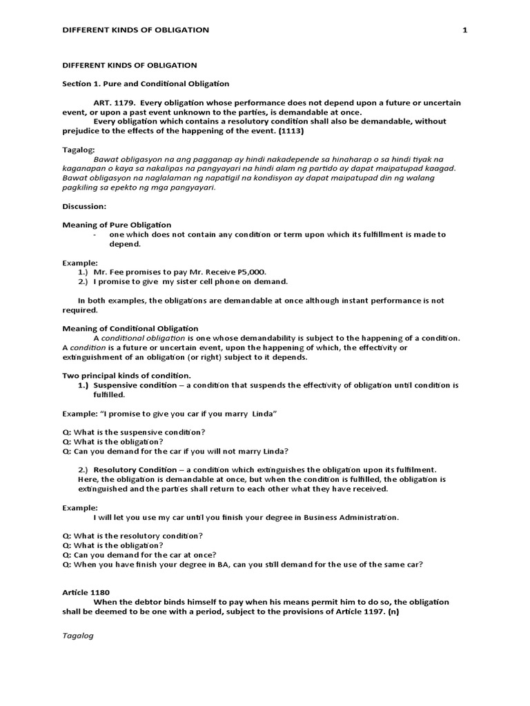 Different Kinds of Obligation 1 | PDF | Guarantee | Interest