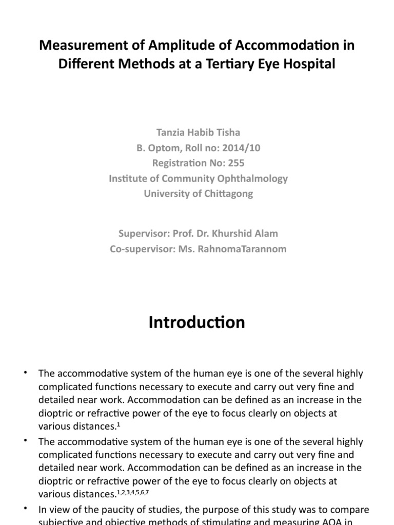 Proposal Presentation Measurement of Amplitude of Accommodation in ...