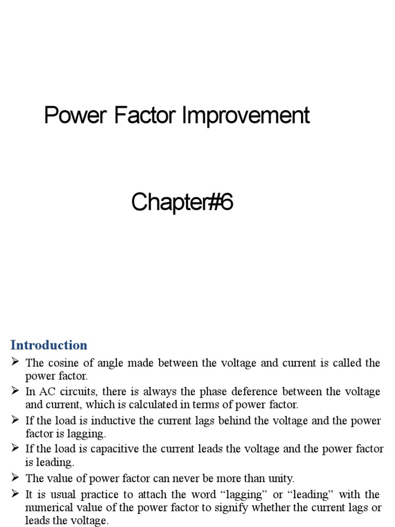 Power Factor Improvement Guide | PDF | Ac Power | Electric Motor