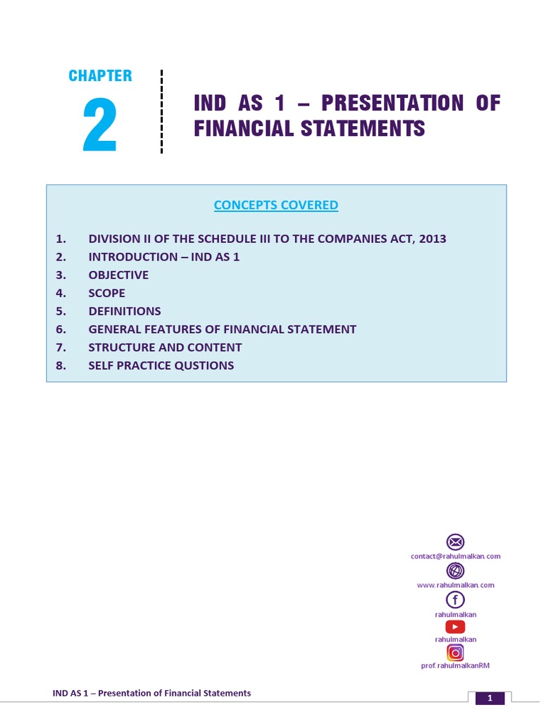Chapter 2 - IND AS 1 Presentation of Financial Statements | PDF | Income Statement | Financial ...