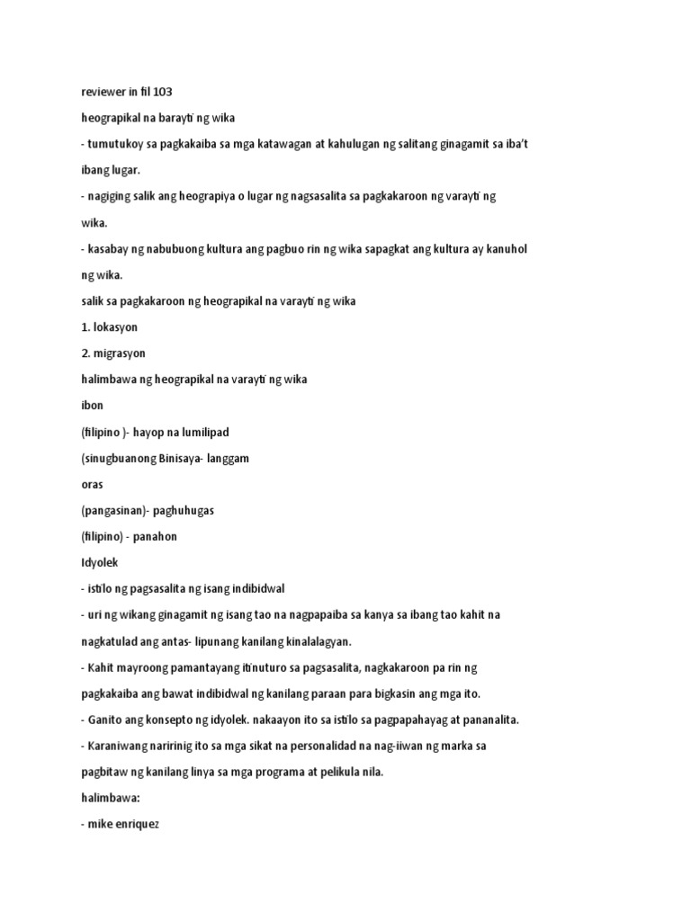 Reviewer in Fil 103 | PDF