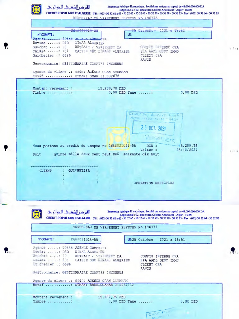 Ordre de Versement | PDF | Algérie