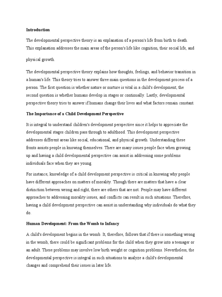 HBSE DEvelopmental Perspective | PDF | Developmental Psychology | Child ...