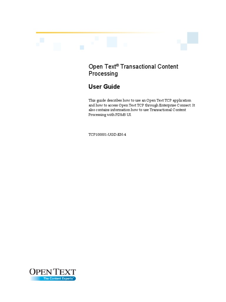 Open Text Transactional Content Processing 10.0.1 User Guide | PDF ...