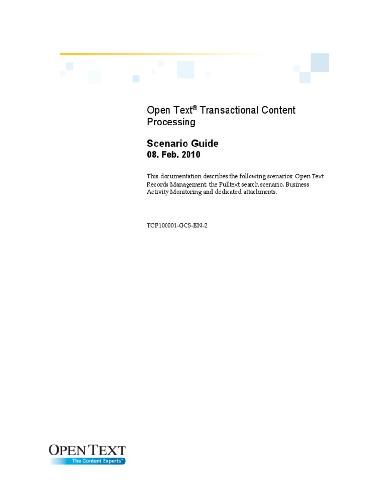 Open Text Transactional Content Processing 10.0.1 Scenario Guide | PDF | Hyperlink | Records ...