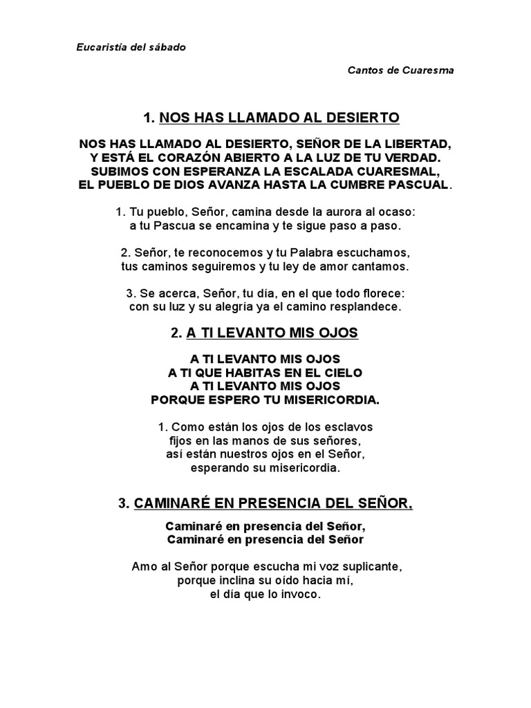 Cantos Cuaresma | PDF | eucaristía | Amor
