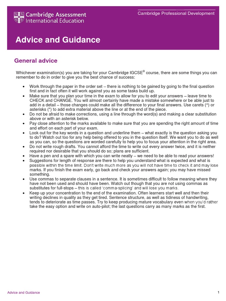 Assesment Writing - Advice and Guidance | PDF | Question | Essays