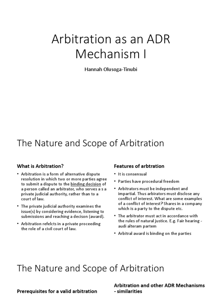 Arbitration As An ADR Mechanism | PDF | Arbitration | Alternative ...