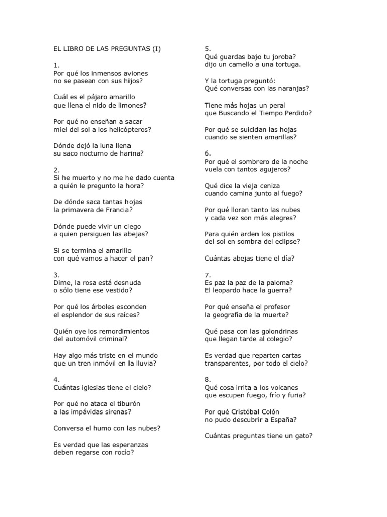 El Libro de Las Preguntas | PDF | Poesía | Libros para adolescentes