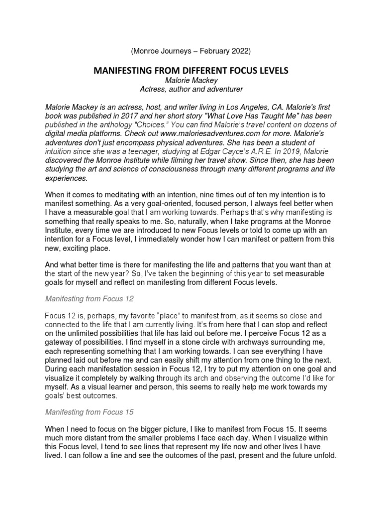 Manifesting from Different Focus Levels: An Actress Shares Her ...