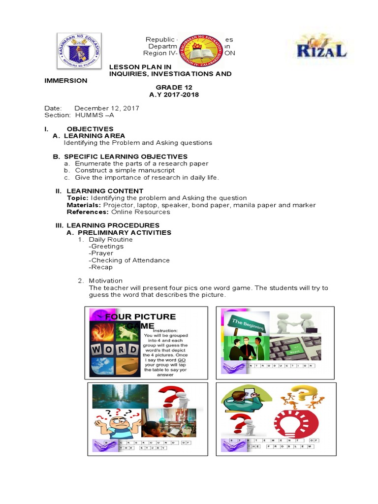 LP | PDF | Lesson Plan | Education Theory