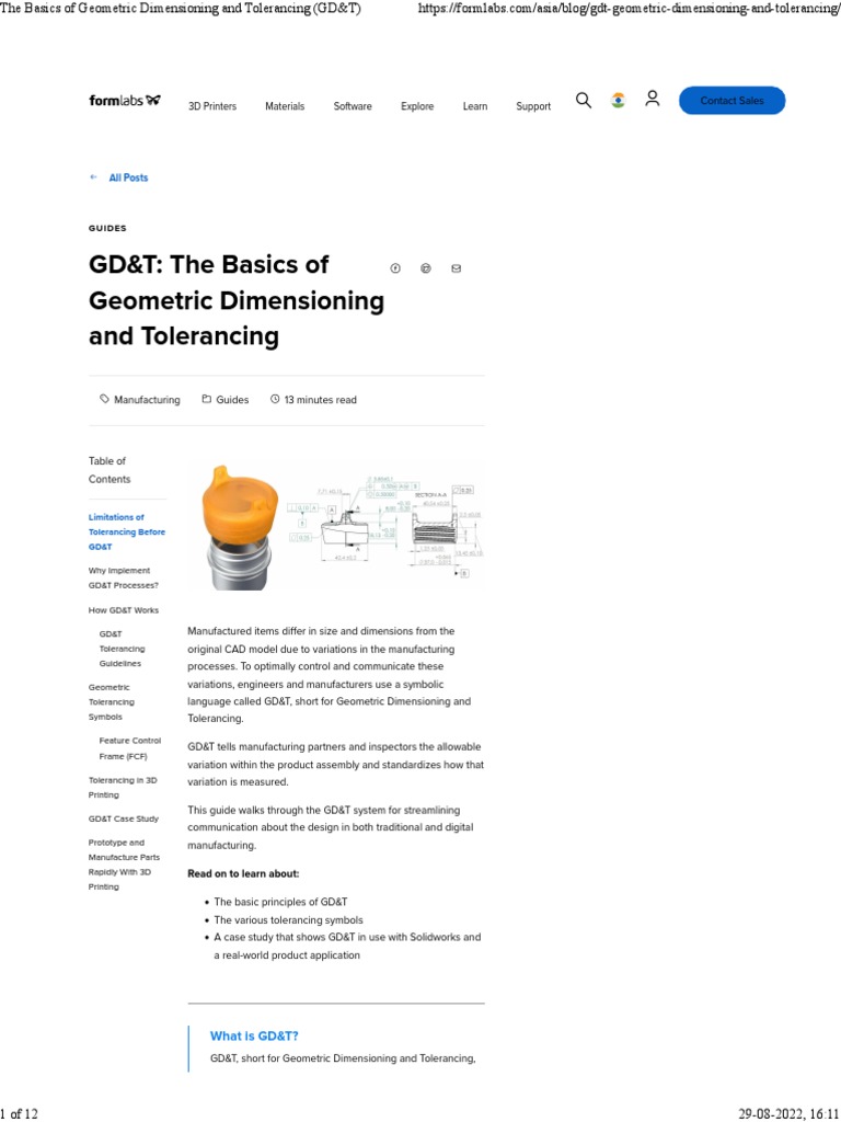 The Basics of Geometric Dimensioning and Tolerancing (GD&T) | PDF ...