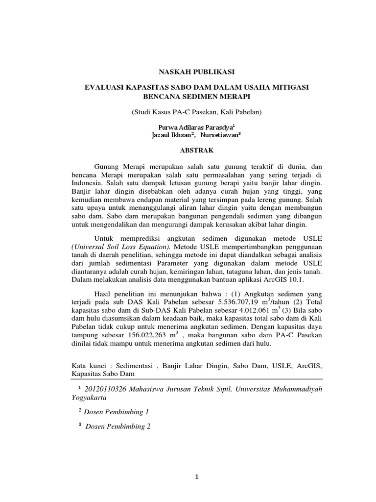 Evaluasi Kapasitas Sabo Dam Merapi | PDF