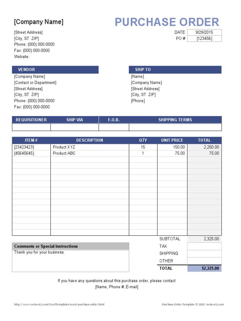 Purchase Order: (Company Name) | PDF