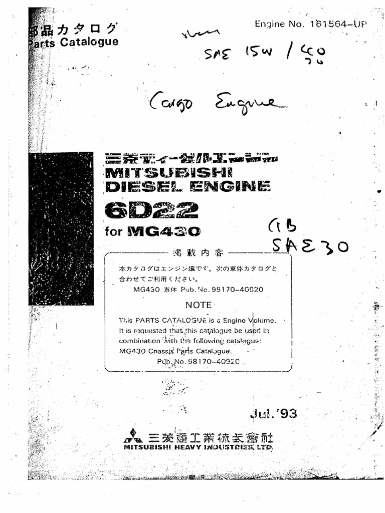 Mitsubishi Diesel Generator 6D22 - Parts Catalogue | PDF | Mechanical ...