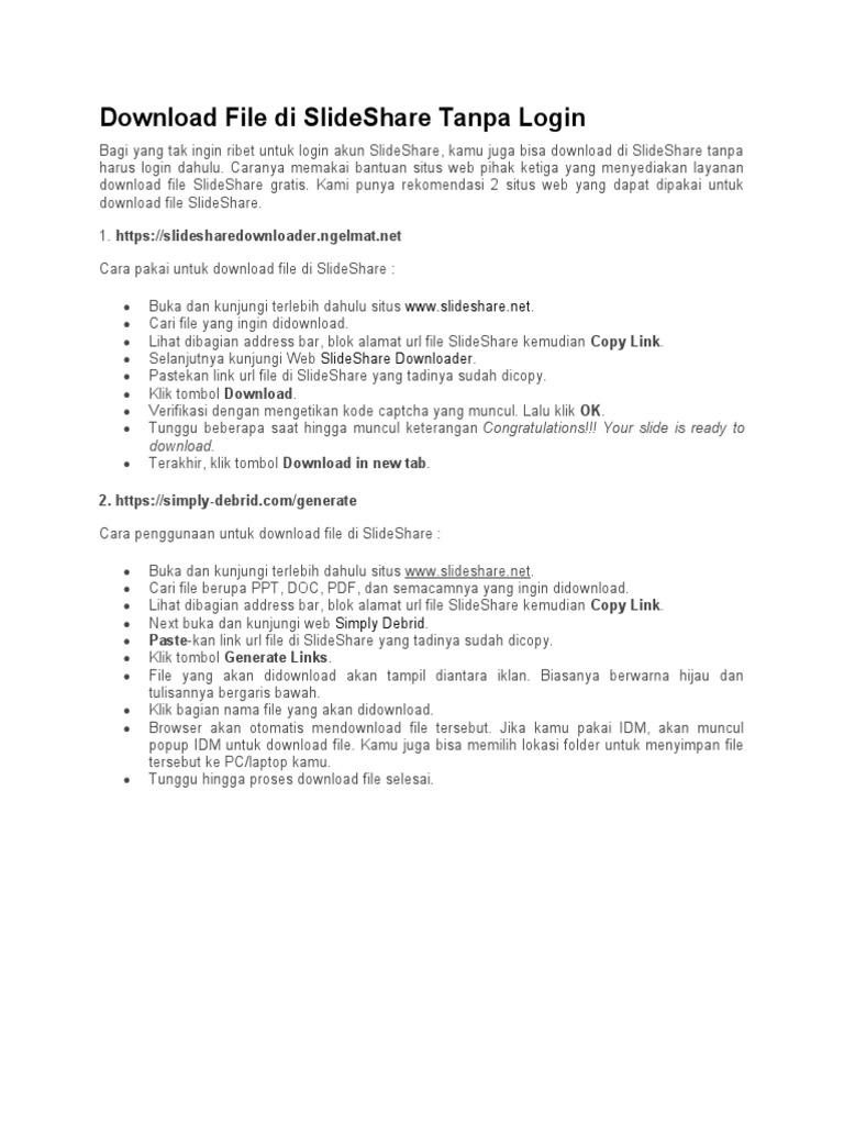 File Di SlideShare Tanpa Login | PDF